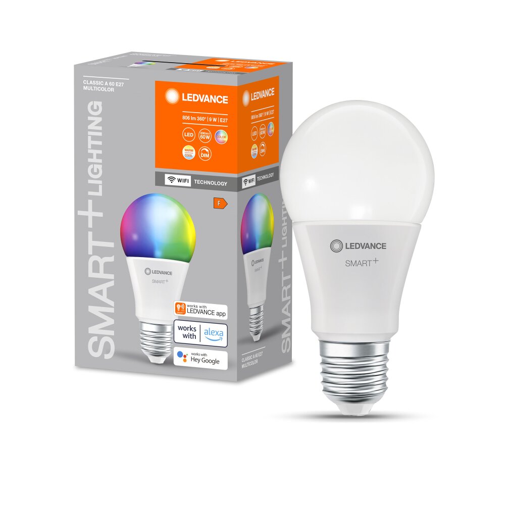 LEDVANCE SMART+ WiFi LED E27 9 Watt 2700-6500 Kelvin 806 Lumen 4058075778450 | illumination.co.uk