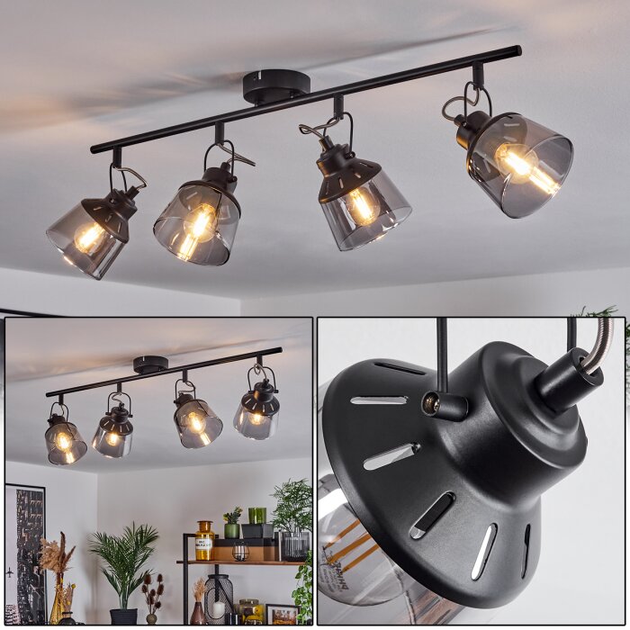 Safari Ceiling Light black, Smoke-coloured H3463901 | illumination.co.uk