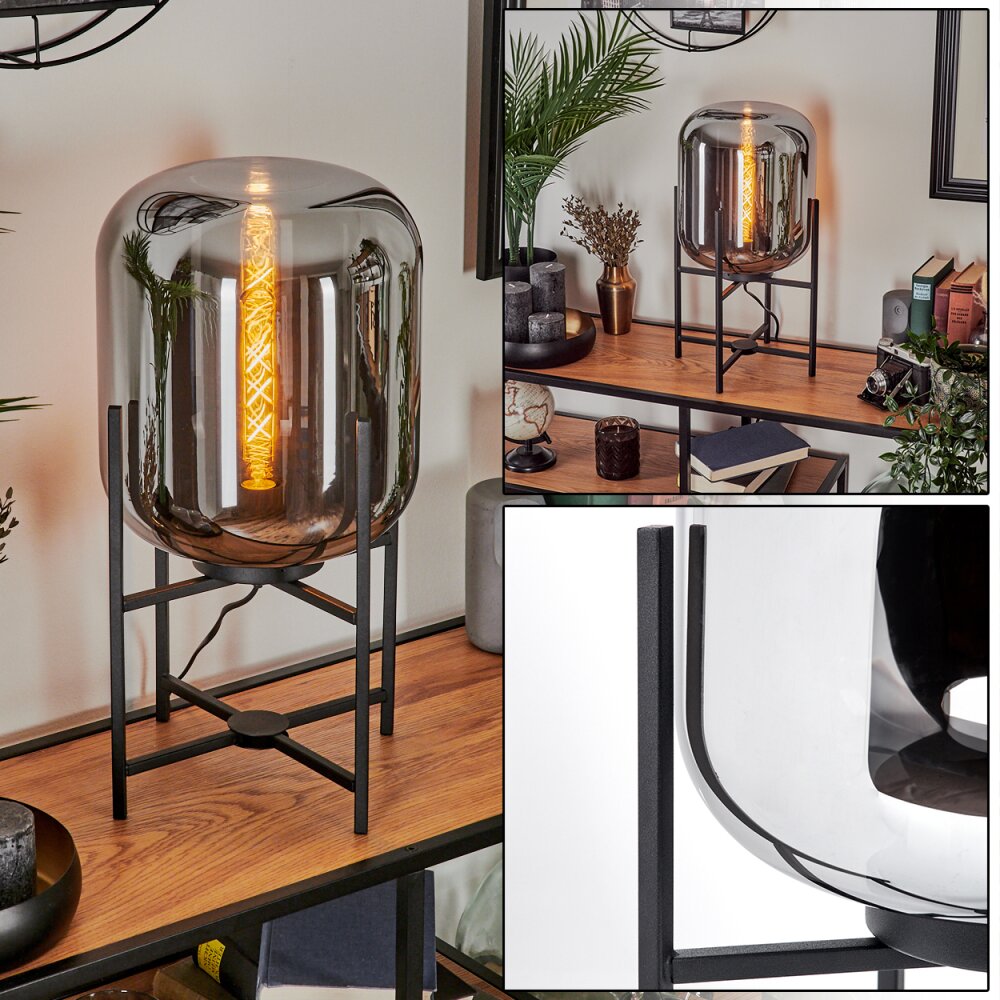 MANZANO Table lamp chrome, Smoke-coloured H3687420 | illumination.co.uk