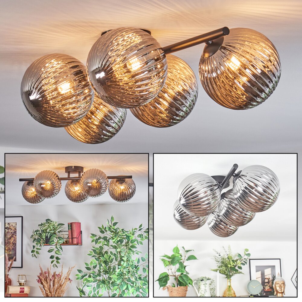 Chehalis ceiling light, globe light Smoke-coloured, 5-light sources ...